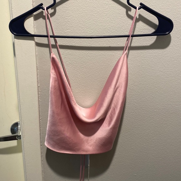 Zara | Tops | Zara Pink Crop Top Satin Nwt | Poshmark
